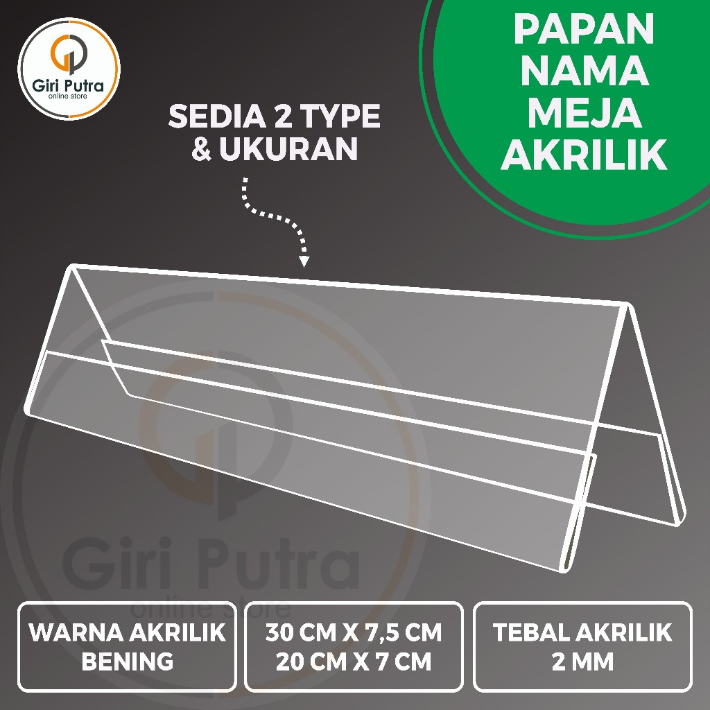 Jual AKRILIK / PAPAN NAMA MEJA AKRILIK / NAME TAG HOLDER TYPE V & L ...