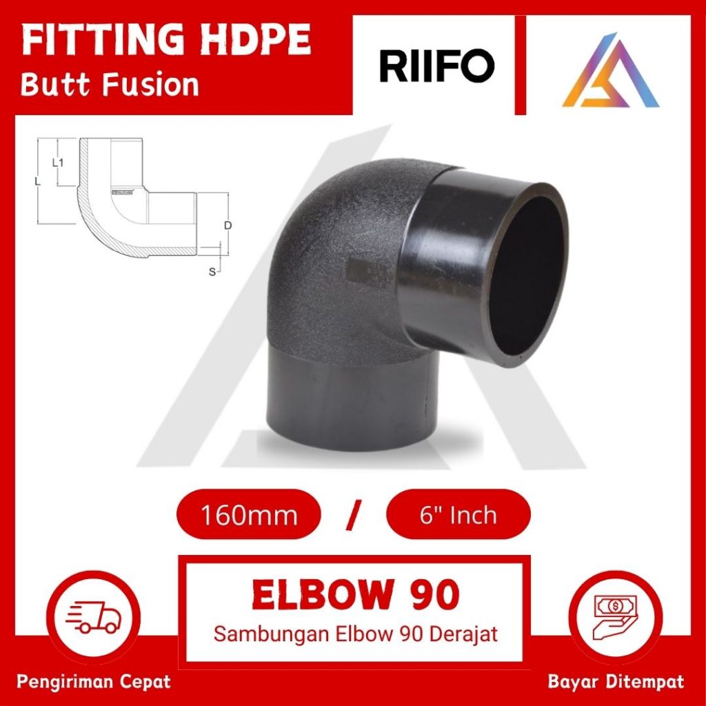 Jual Fitting HDPE Butt Fusion Elbow 90 PN 10 160mm ~ 6" | Shopee Indonesia