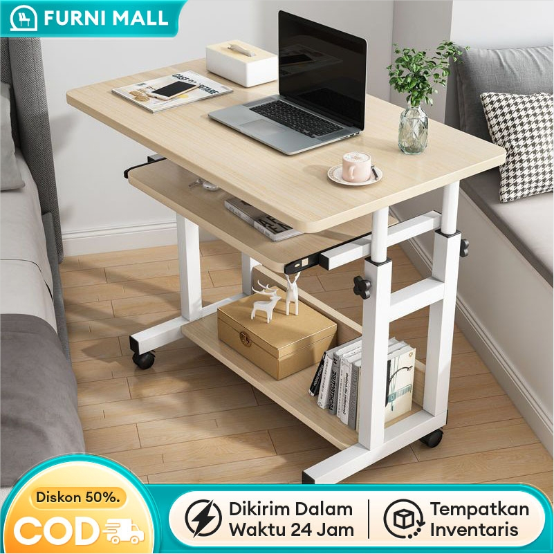 Jual Meja Adjustable Dengan Roda Meja Belajar Portable Meja Lipat Kayu ...
