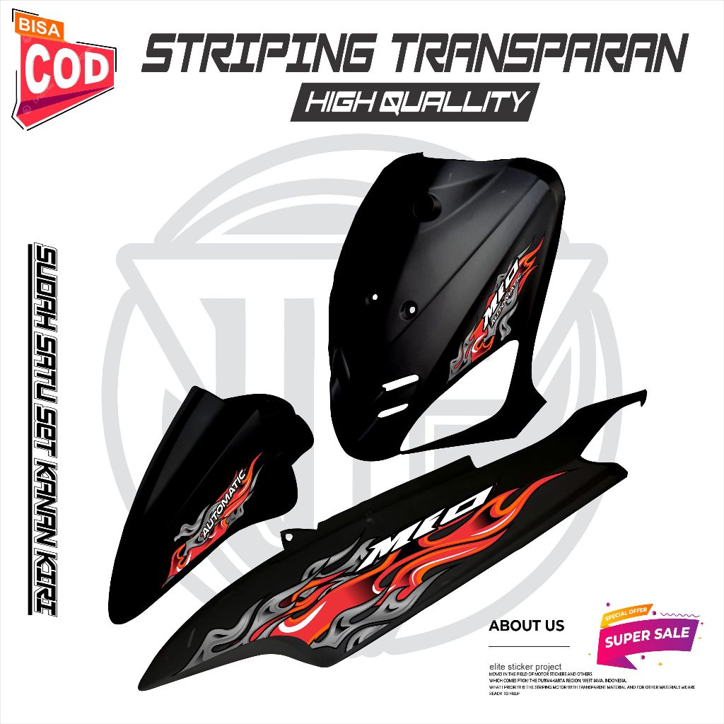 Jual STRIPING VARIASI TRANSPARAN YAMAHA MIO SPORTY KEREN MOTIF API ...
