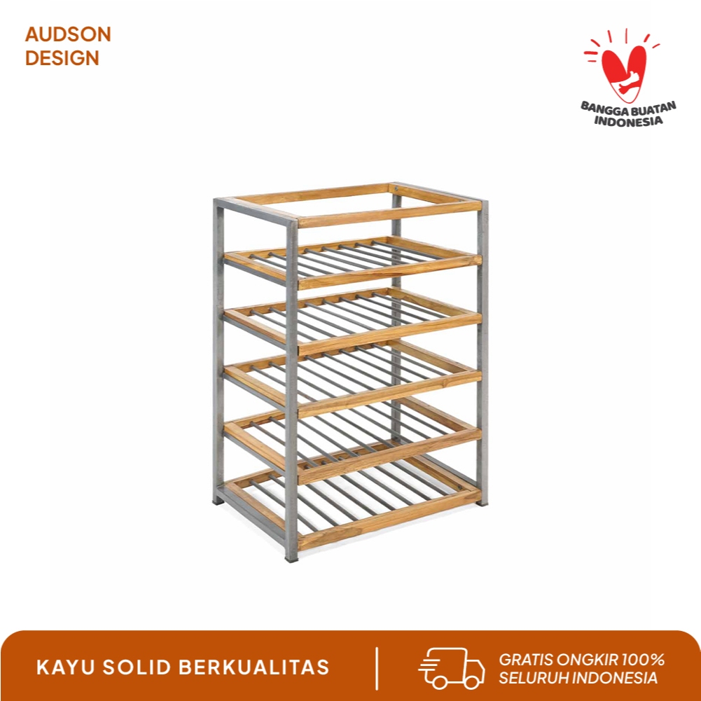 Jual Rak botol rak wine 5 tingkat kayu solid Demian Metal & Wood Wine ...