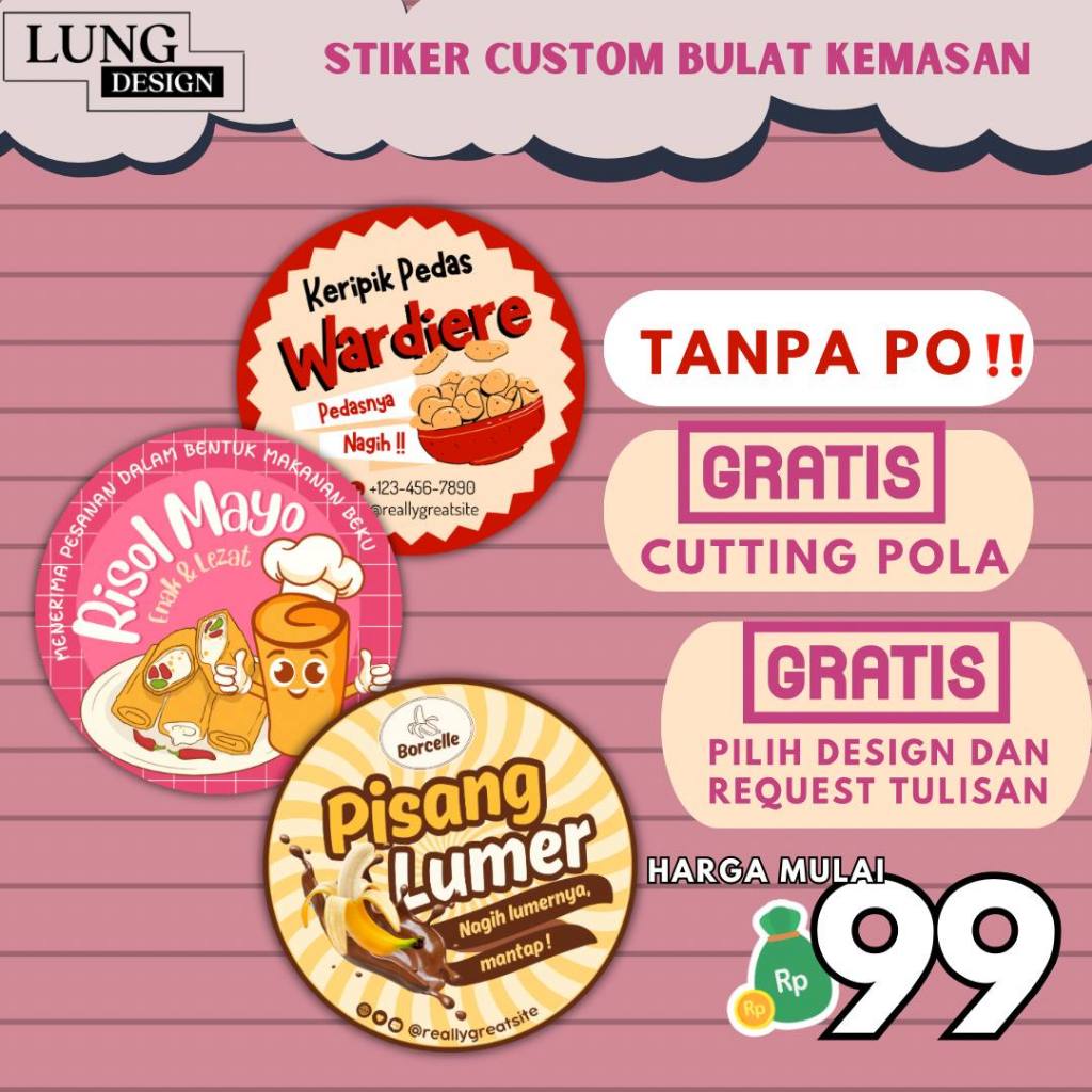 Jual [1 PACK ] CETAK STIKER BULAT LABEL KEMASAN / STIKER LABEL MAKANAN ...