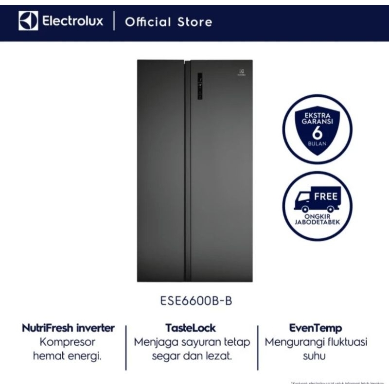 Jual KULKAS ELECTROLUX SIDE BY SIDE ESE6600B-B / ESE6600BB | Shopee ...