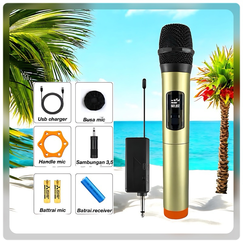 Jual Mic wireless Mkf-01 with receiver 1mic single mic bluetooth multi ...