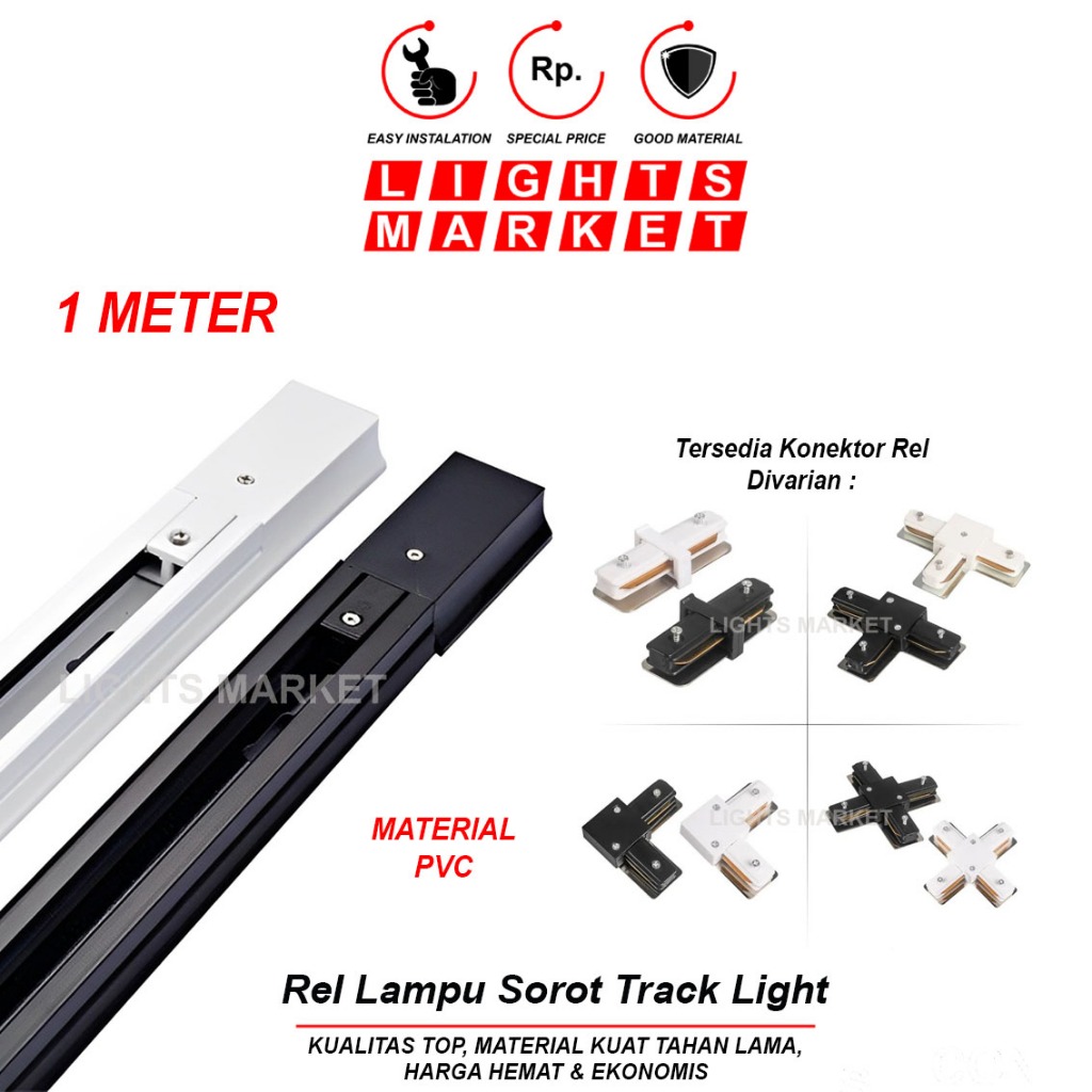 Jual Rel Lampu Sorot Plafon 1M - Track Light Hitam Putih Untuk Jalur ...
