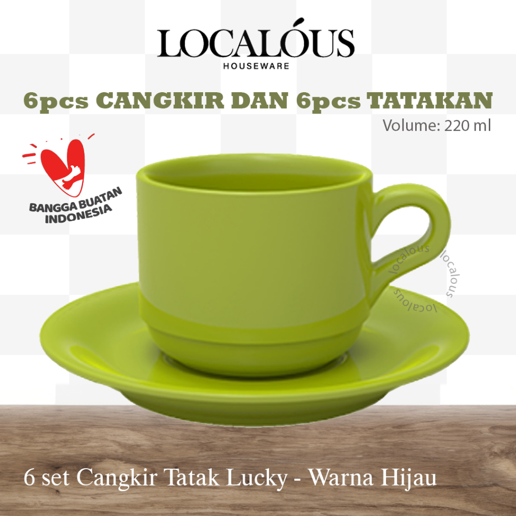 Jual CANGKIR TATAK LUCKY WARNA HIJAU/ CANGKIR POLOS HIJAU/ CANGKIR TEH ...
