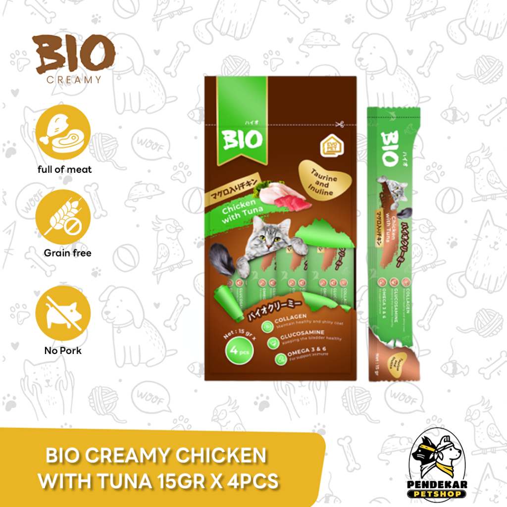 Jual Cemilan Kucing Bio Creamy Treats 60gr Cat Snack | Shopee Indonesia