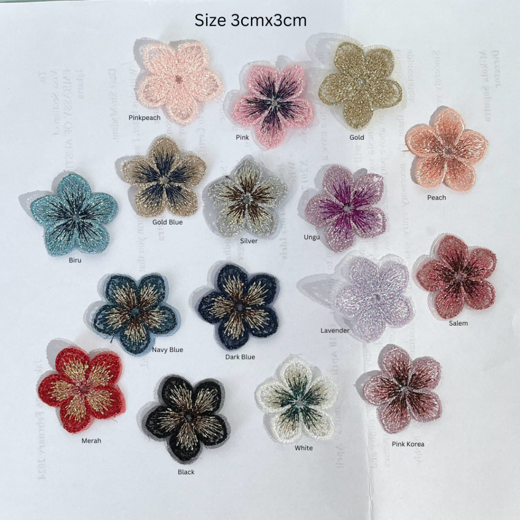 Jual (B) Bunga tabur organza / patch organza / aplikasi bordir embroidery | Shopee Indonesia