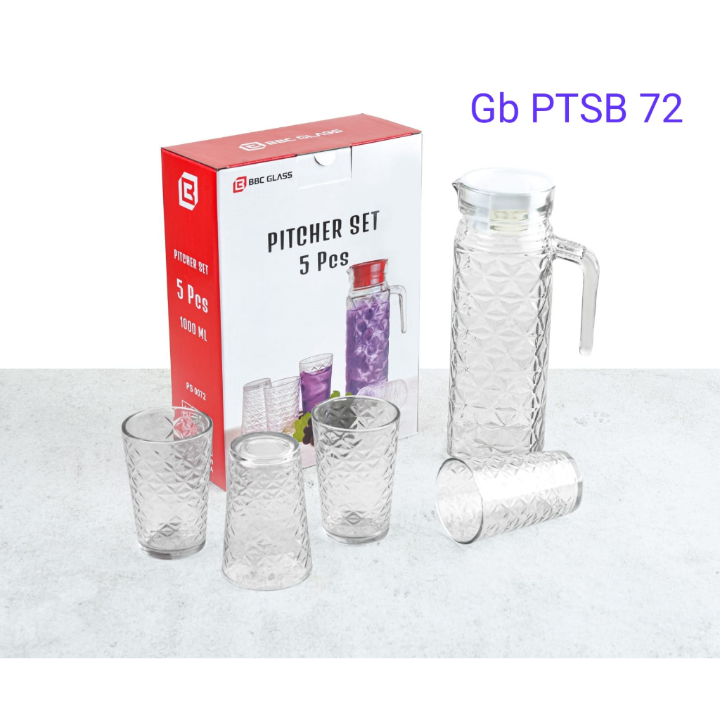 Jual TEKO GELAS SET 5 PCS BBC GLASS DRINK PITCHER SET | Shopee Indonesia