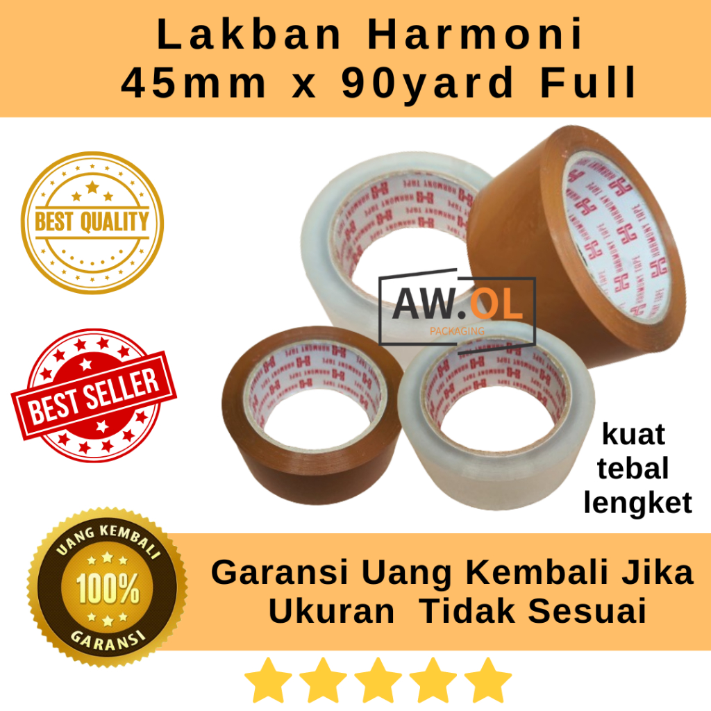Jual [6 Roll] Lakban Bening / Coklat 45mm x 90Yard | Shopee Indonesia