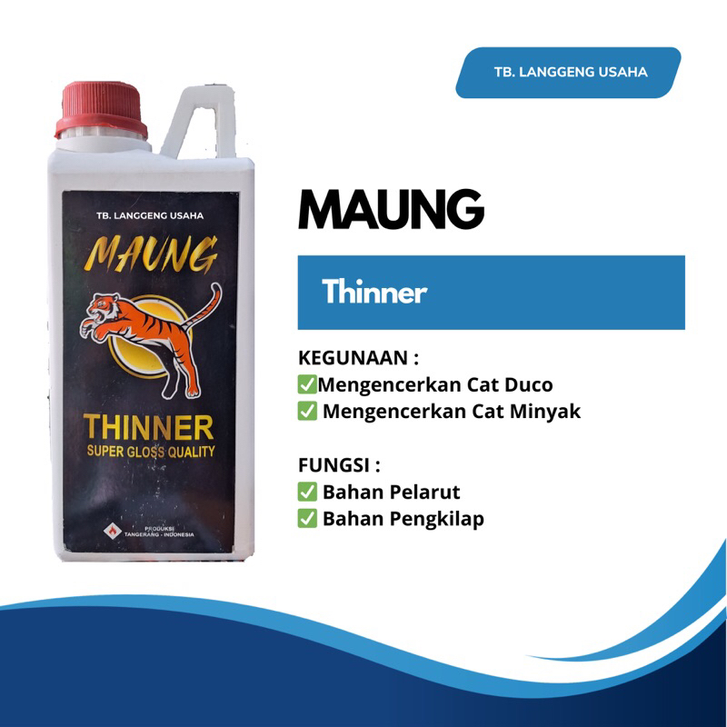 Jual THINNER MAUNG untuk Cat minyak Kayu Besi duco duko Thiner Tinner ...