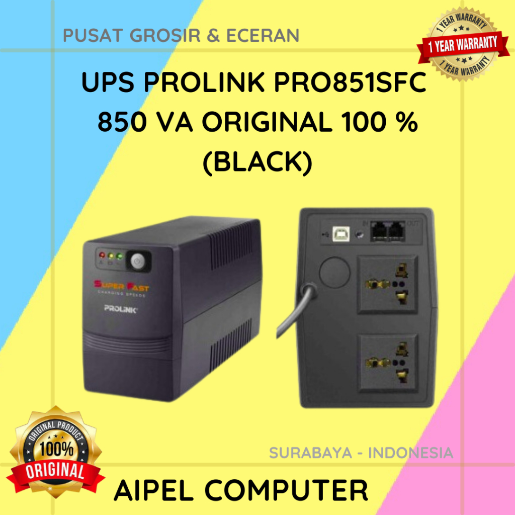 Jual PRO851 | UPS PROLINK PRO851SFC 850 VA ORIGINAL 100 % (BLACK ...
