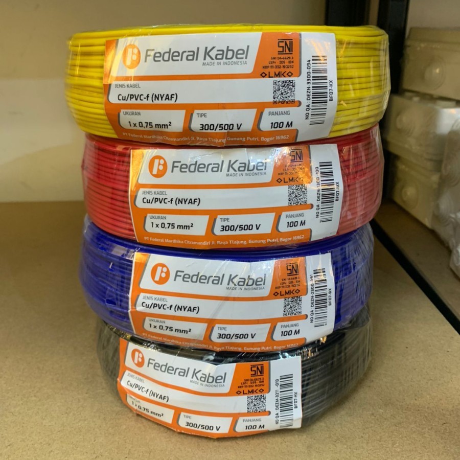 Jual Kabel Serabut NYAF AF 1x0.75mm 1x0,75mm 0.75 0.75mm Federal 0,75 mm PER METER | Shopee ...