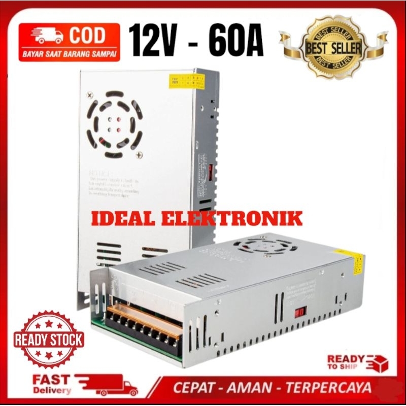 Jual Power Supply 12v 60A Power Suply Small 60 Ampere 12 Volt 720Watt ...
