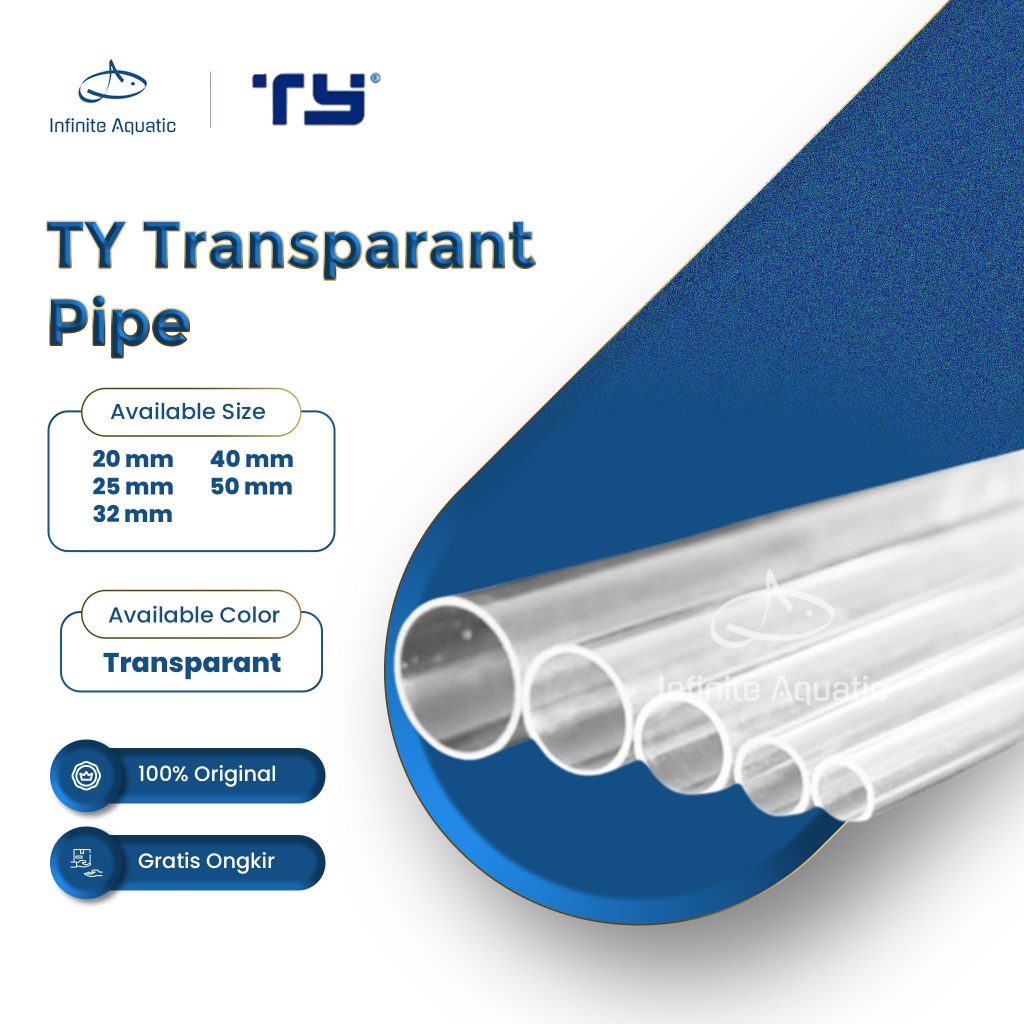 Jual TY Aquarium Pipe Transparent 1 meter Pipa Pipe Acrylic by 3 Pawns - Pipa Bening Akrilik ...