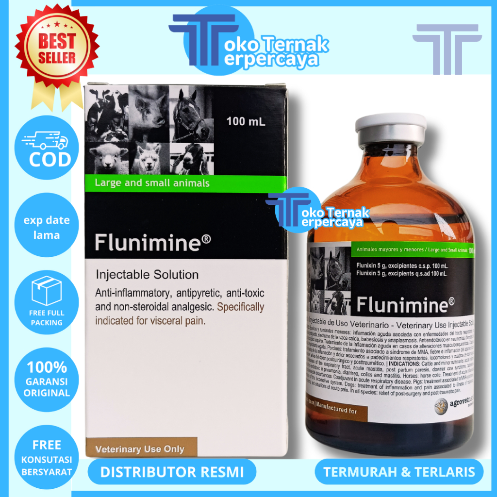 Jual FLUNIMINE 100ML AGROVET - Flunixin Obat Nyeri Hewan Antiradang ...