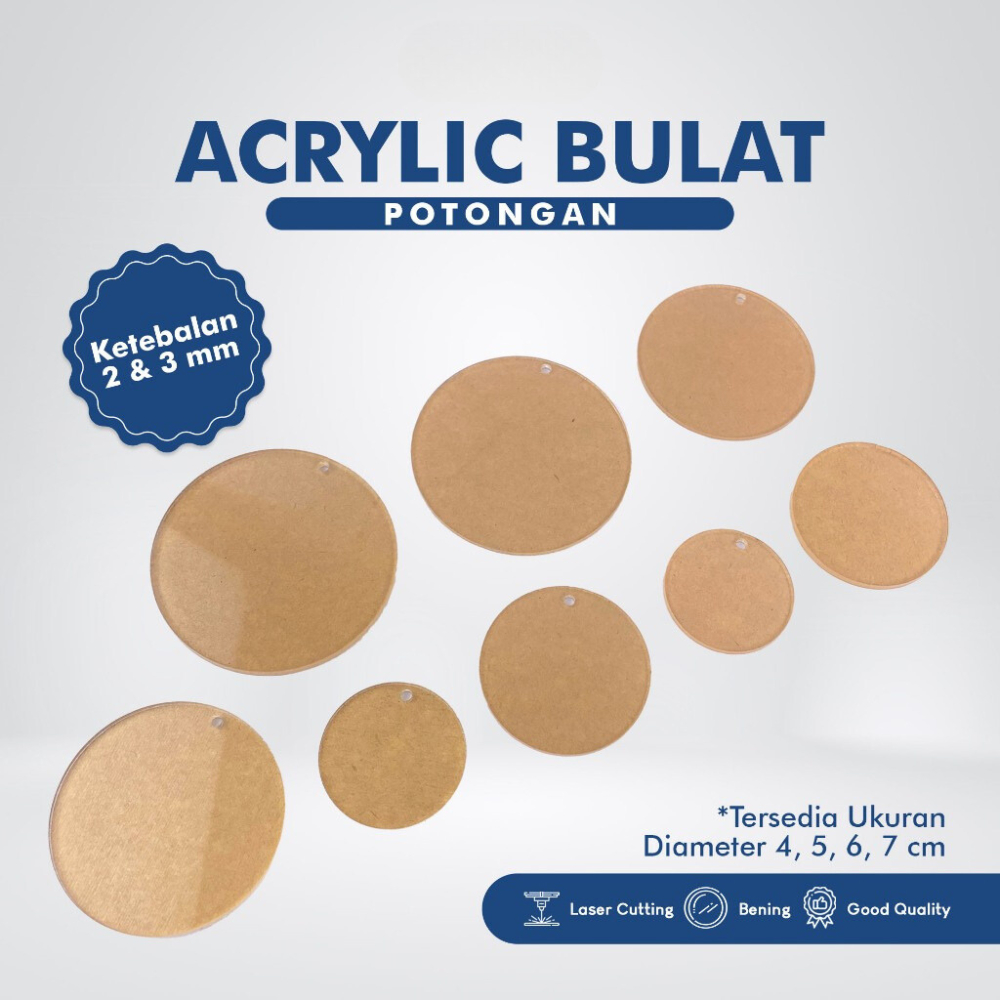 Jual AKRILIK BULAT TEBAL 2MM 3MM / ACRYLIC POTONGAN LINGKARAN / LASER CUTTING WARNA BENING PUTIH ...