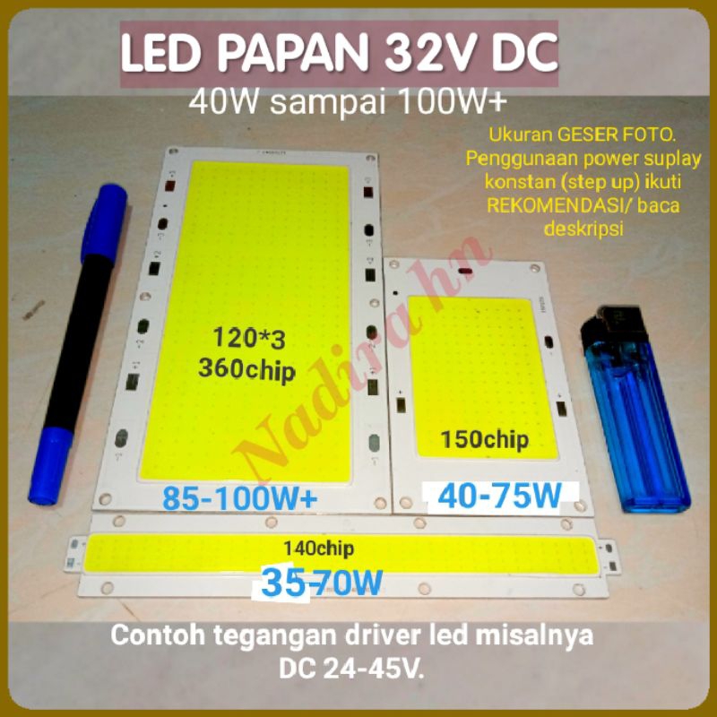 Jual LED PAPAN 40W -100W+ DC 32V(konstan) HPL CHIP COB DAYA TINGGI ...