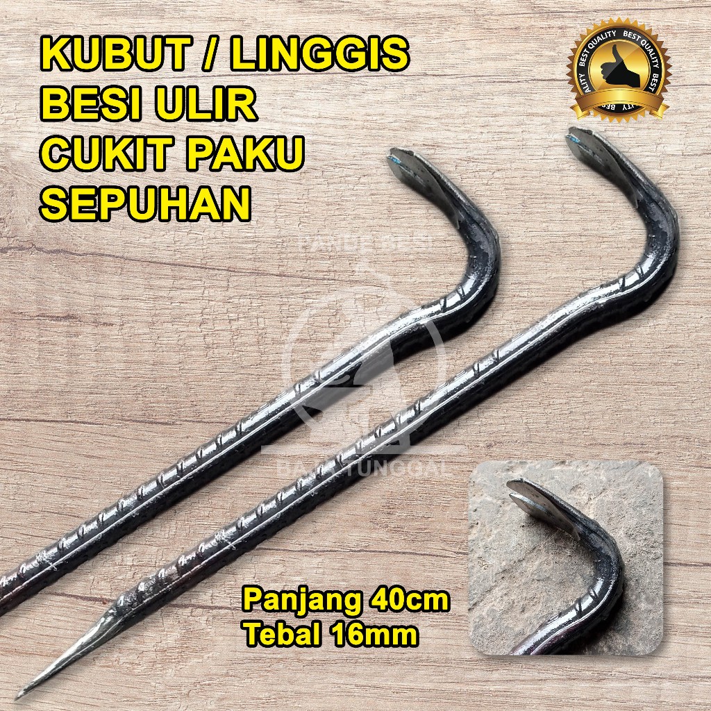 Jual Kubut Besi Ulir 16 Panjang 40 cm / Linggis Pencabut Paku Sepuhan ...