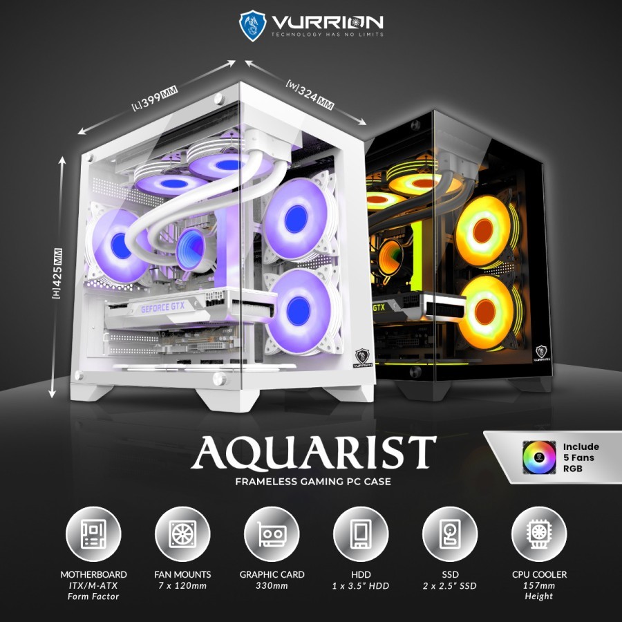 Jual Vurrion Aquarist Gaming Case - Tempered Glass Casing | Shopee ...