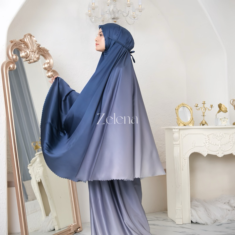 Jual ZELENA - Mukena Gradasi Silk Dewasa Lasercut Mewah | Mukena Ombre ...