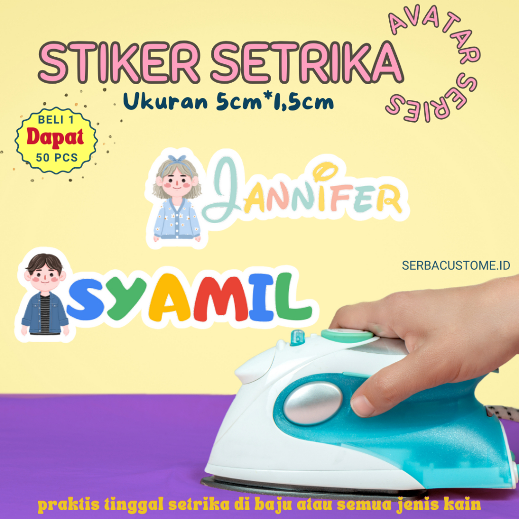 Jual Stiker Label nama Setrika /AVATAR SERIES / stiker untuk semua ...
