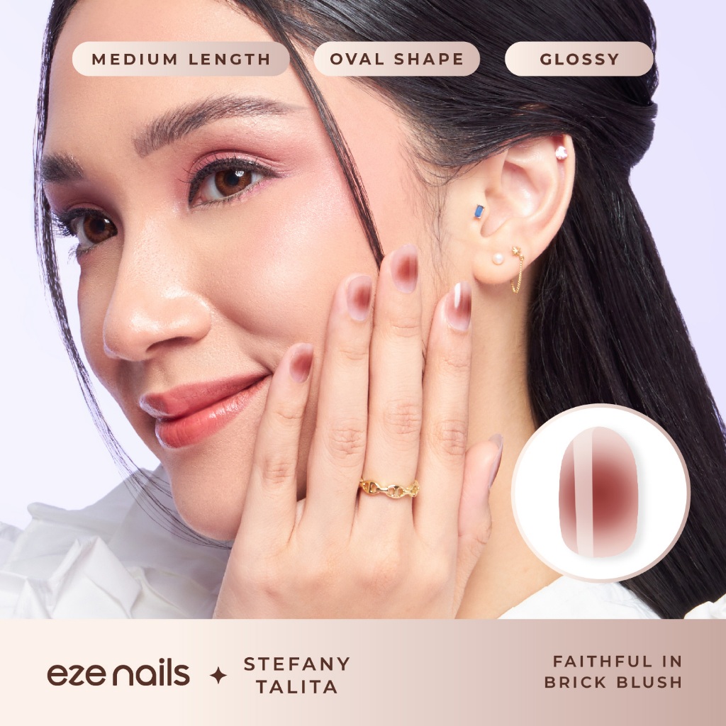 Jual Eze Nails - Faithful in Brick Blush Spot On Manicure (Kuku Palsu ...