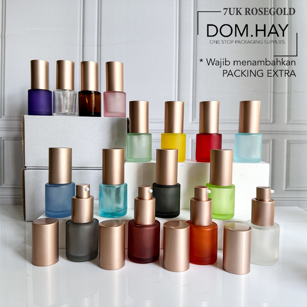 Jual 20ml Botol Pump Rose Gold Kaca Doff Warna 7UK Skin Care Lotion ...