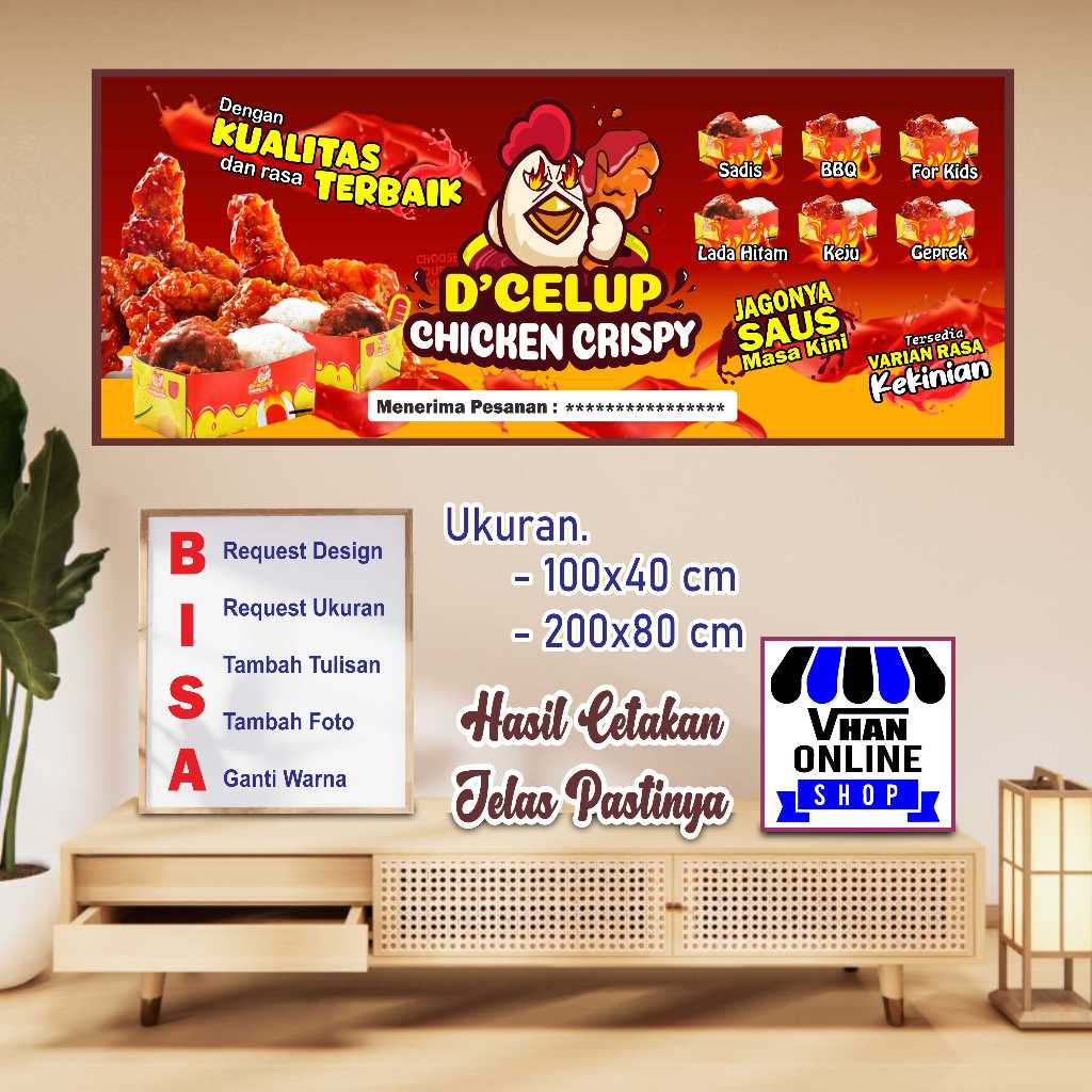 Jual Custom Banner Spanduk MMT D'celup atau Chicken Saos Spicy Bagus ...