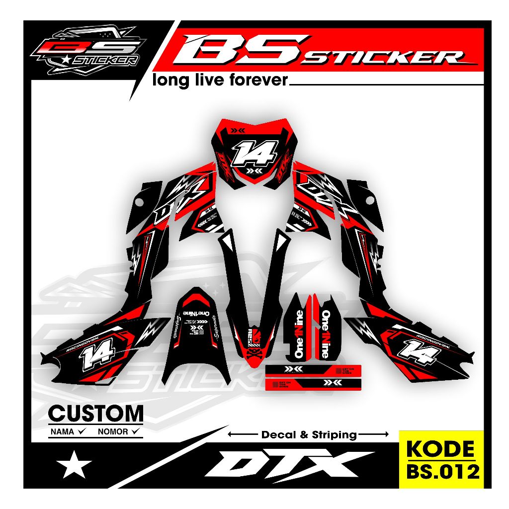 Jual (COD) DECAL STIKER DTRACKER SUPER GLOSSY CUSTOM NAMA DAN NOMER BS ...