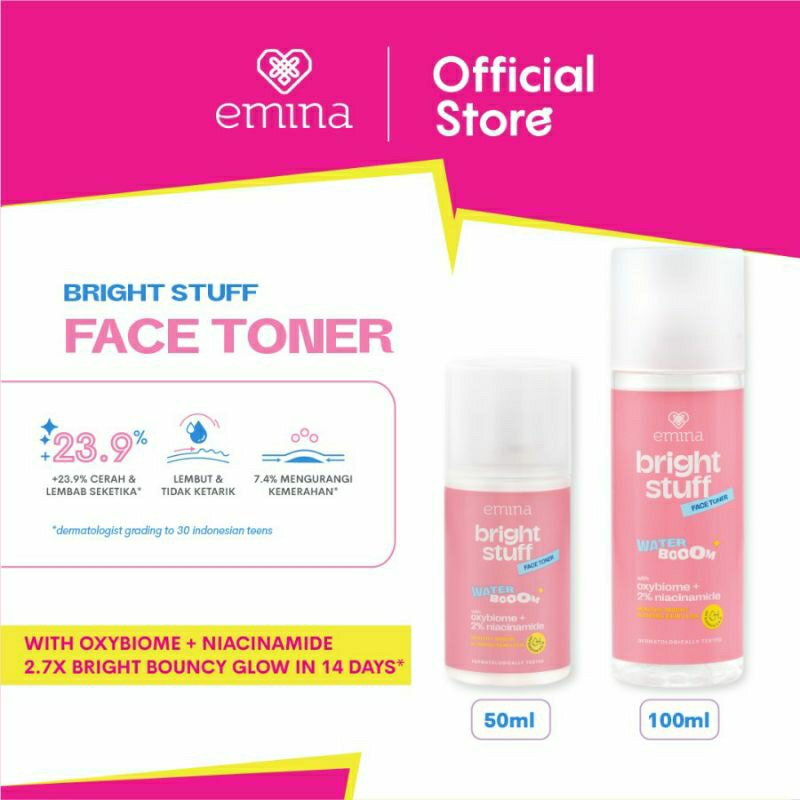 Jual Emina Bright Stuff Face Toner Wajah Muka 100 ml 50ml Menyegarkan ...