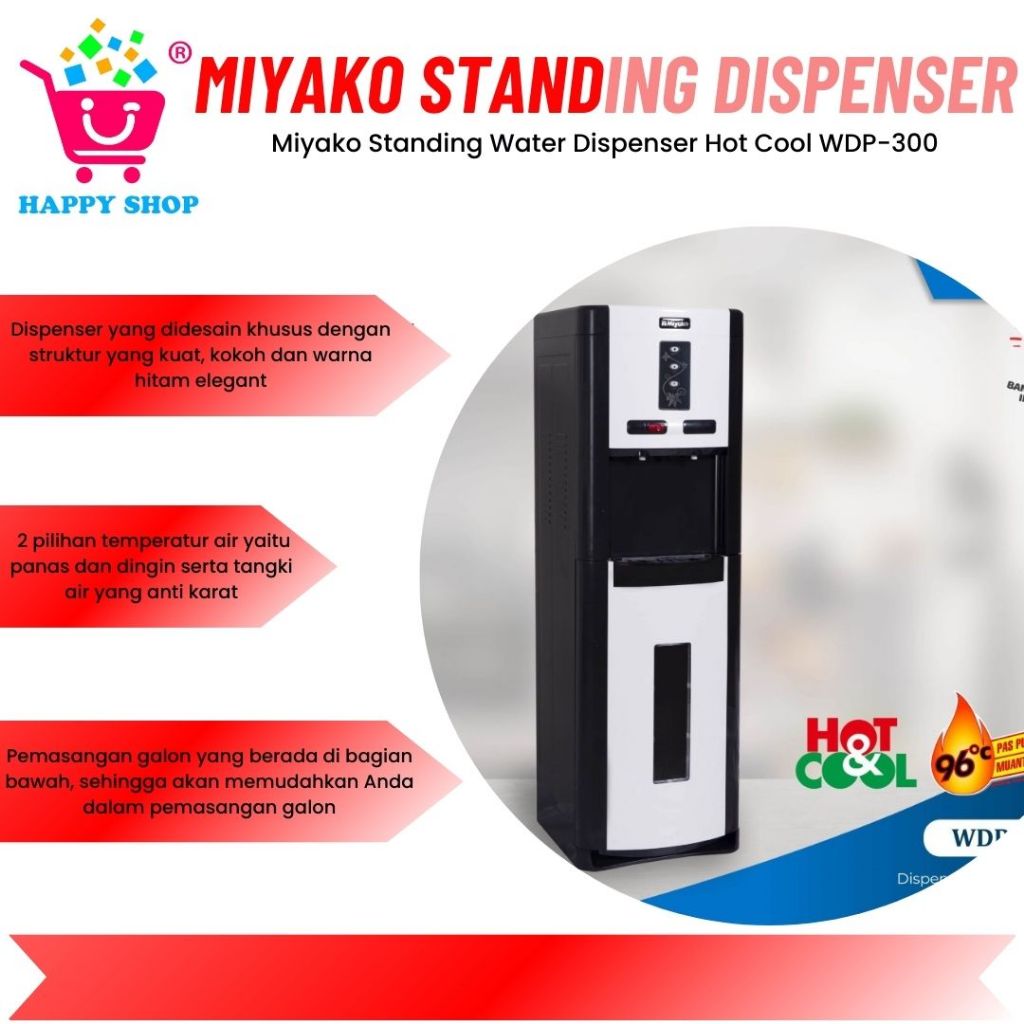 Jual Miyako Standing Water Dispenser Hot Cool WDP-300 | Shopee Indonesia