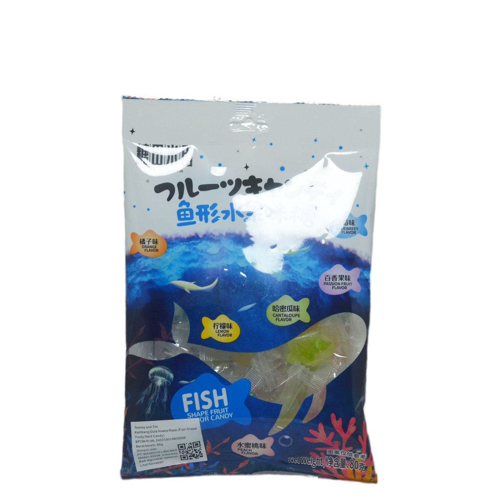 Jual TOMMY AND TIM FISH SHAPE FRUITY HARD CANDY 80 G | Shopee Indonesia