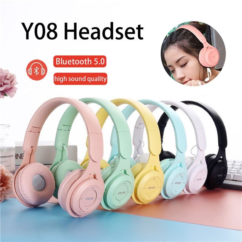 Jual Headphone Bluetooth Y08 Super Bass Headset Earphone Handsfree ...