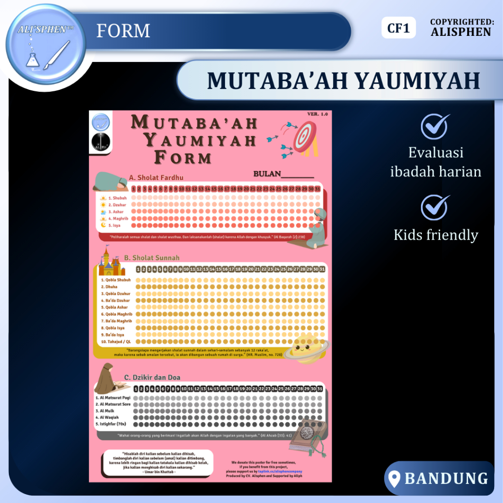 Jual Mutabaah Yaumiyah Form | Form Amalan / Ibadah Harian | Checklist ...