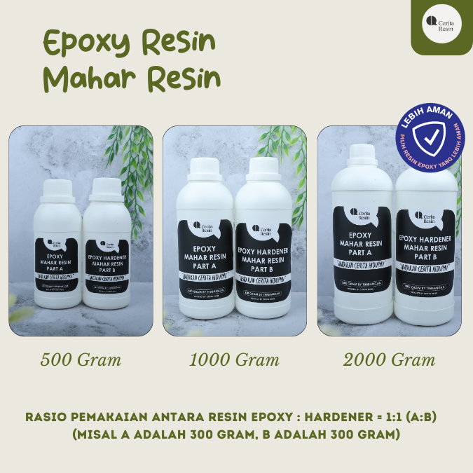 Jual CERITA RESIN - Epoxy Resin Mahar Resin 2000 Gram, 1500 Gram, 500 ...