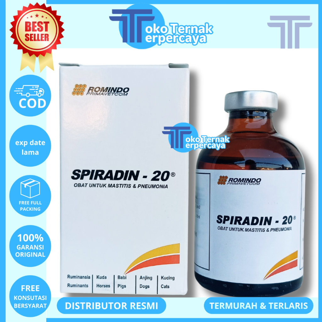 Jual SPIRADIN 50ML ROMINDO - Obat Mastitis & Pneumonia Hewan Sapi Kuda ...