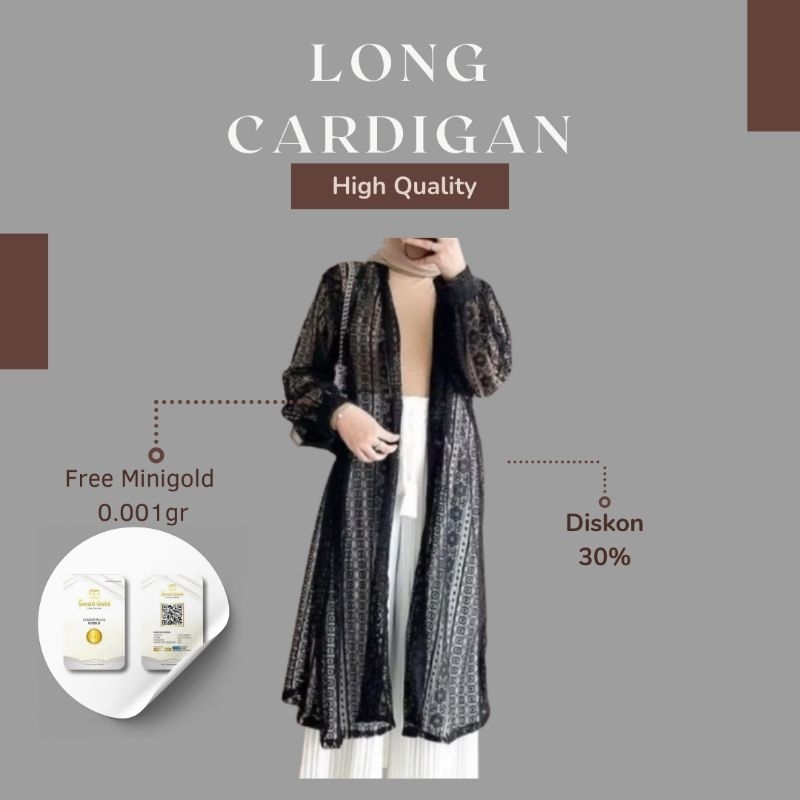 Jual Outer Long Cardigan Brokat Lengan Panjang Baju Kondangan Wanita ...