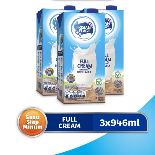 Jual Frisian Flag Family UHT Full Cream 946ml (3pcs) | Shopee Indonesia