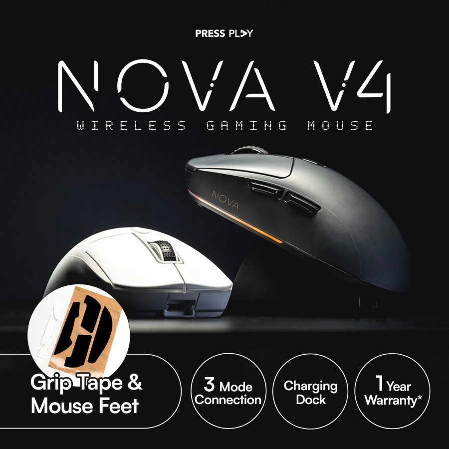 Jual Press Play Nova V4 Lightweight Wireless Gaming Mouse with Charging ...