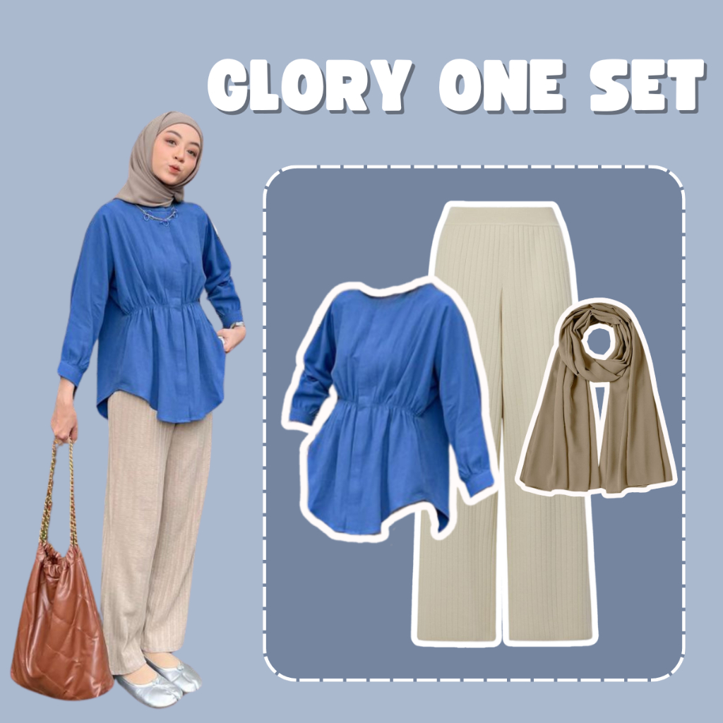 Jual RS - Glory Set | OOTD Hangout Simple Hijab (Setelan Blouse, Kulot Knit, dan Pashmina Ceruty ...