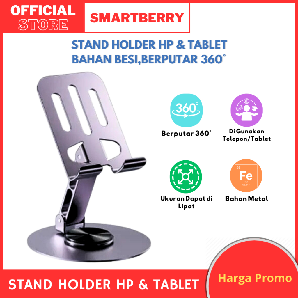 Jual Smartberry Standholder Rotasi 360 Stand Holder Hp tablet Universal ...