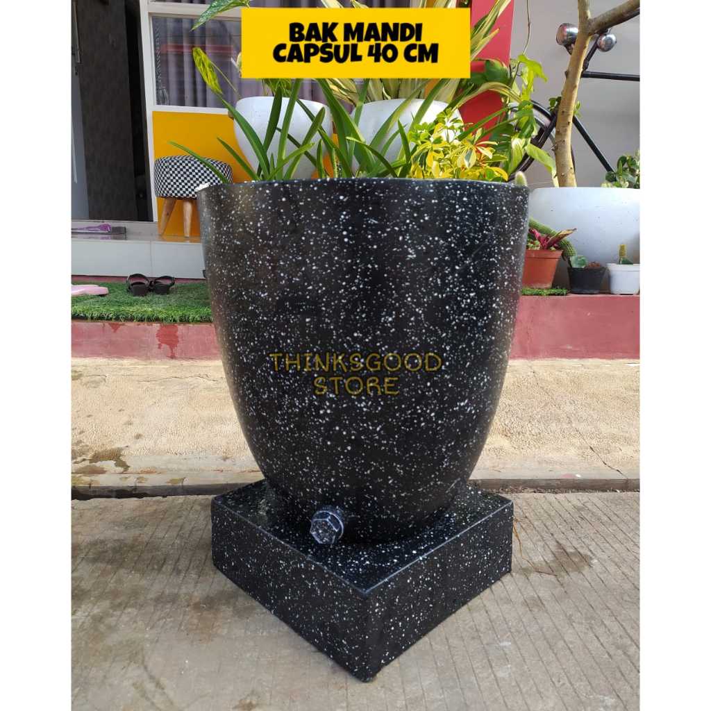 Jual BAK MANDI GENTONG AIR MINIMALIS MODEL TERASO CAPSUL HITAM TYPE 40 ...