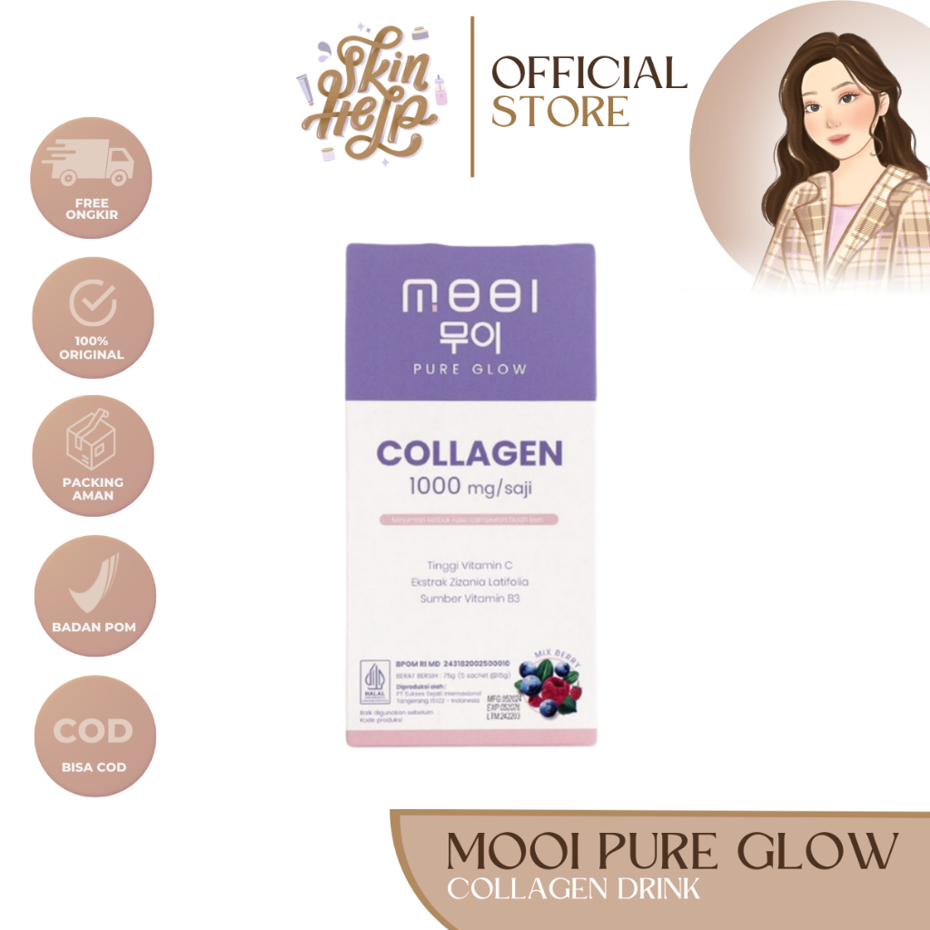 Jual Mooi Pure Glow - Collagen Drink with Zizania latifolia Extract - Minuman kolagen ...