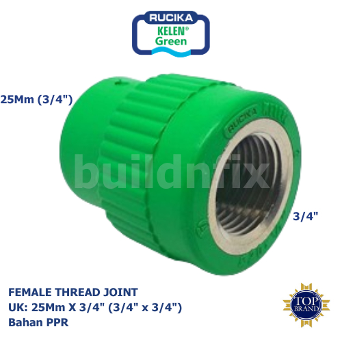 Jual RUCIKA SOK DRAT DALAM / FEMALE THREAD JOINT PPR 25Mm (3/4") x 3/4" | Shopee Indonesia