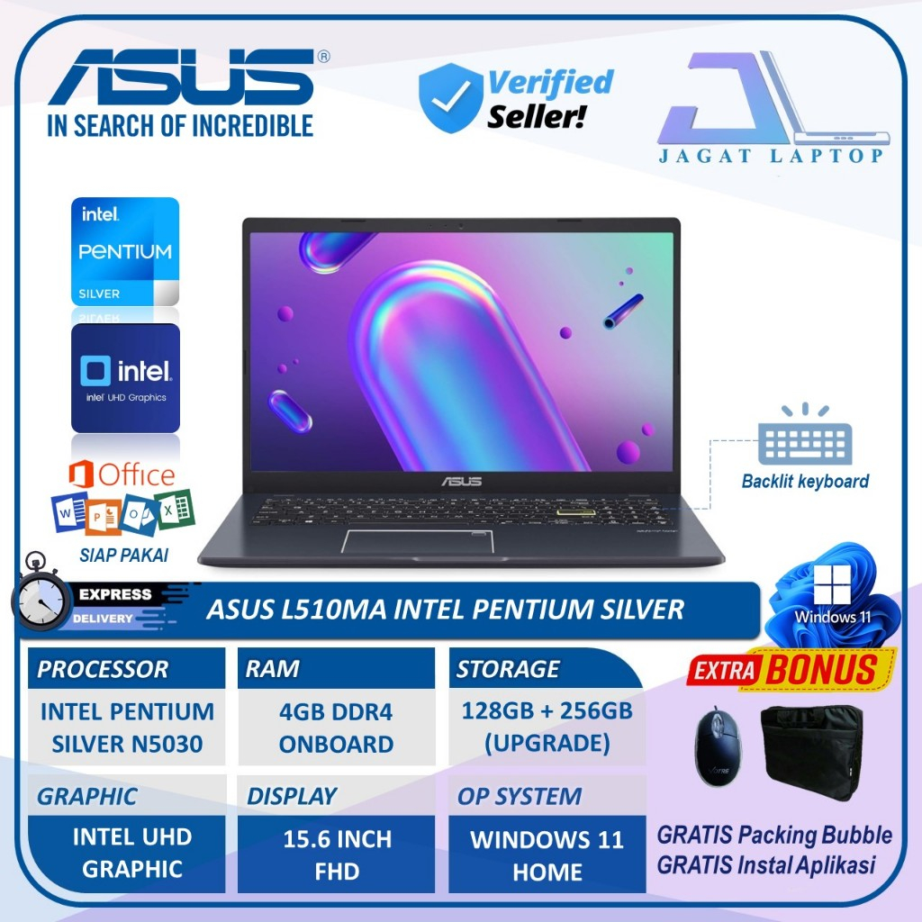 Jual Asus L510ma Intel Pentium Silver N5030 4gb 384gb 15.6 Fhd Windows ...