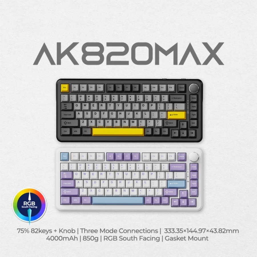 Jual Ajazz AK820 / AK 820 MAX 75% Gasket Mount Wireless Mechanical Gaming Keyboard | Shopee ...