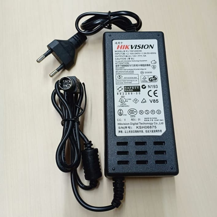 Jual Adaptor 12v 5A HIKVISION YW1205 Adapter 12 volt 5 ampere DVR & NVR ...