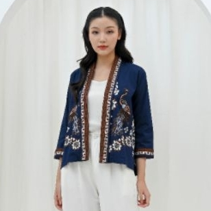Jual Blazer Batik Wanita / Outer Batik Modern Navy 241 | Shopee Indonesia