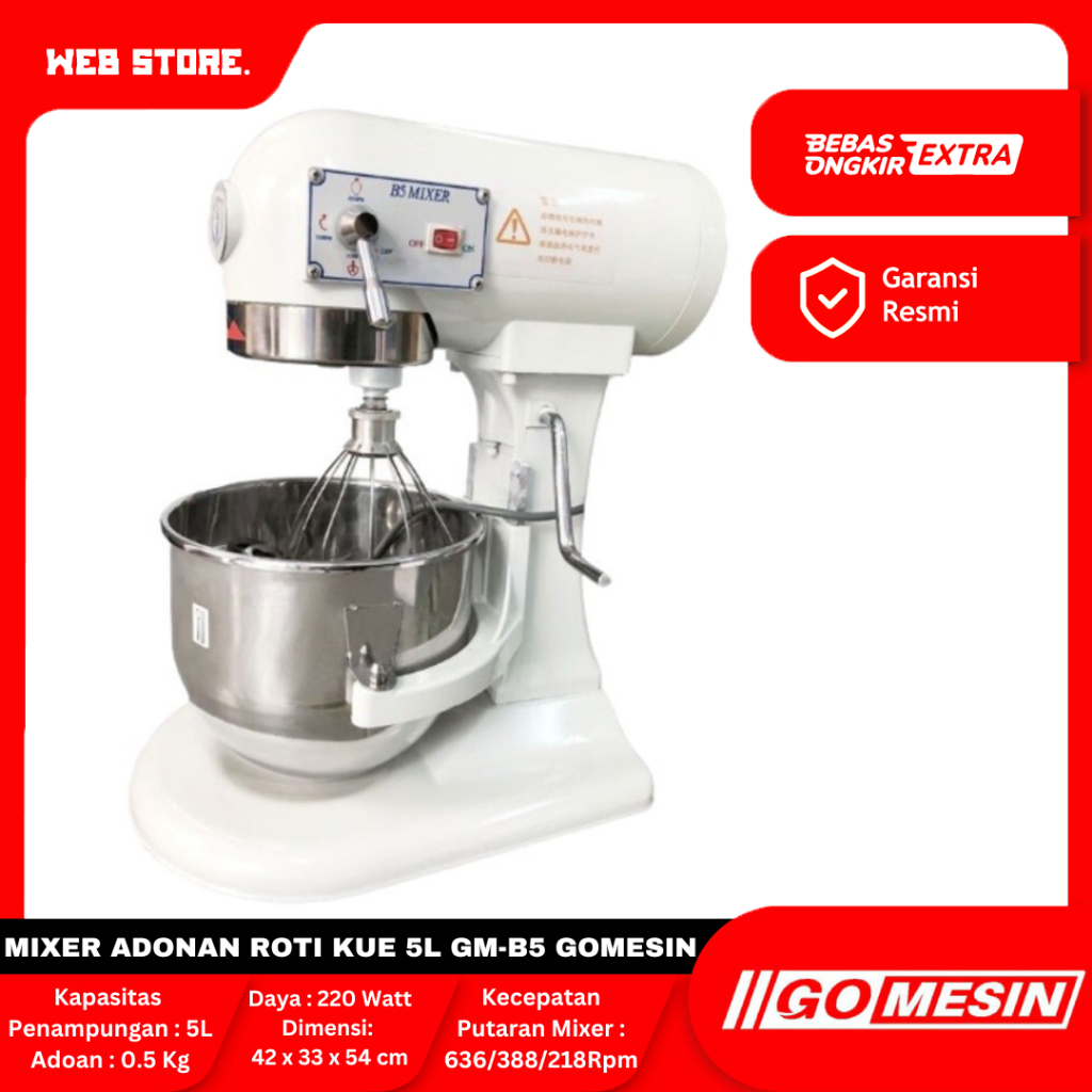 Jual Planetary Dough Mixer Mesin Pengaduk Adonan Roti Kue GM-B5 GOMESIN ...